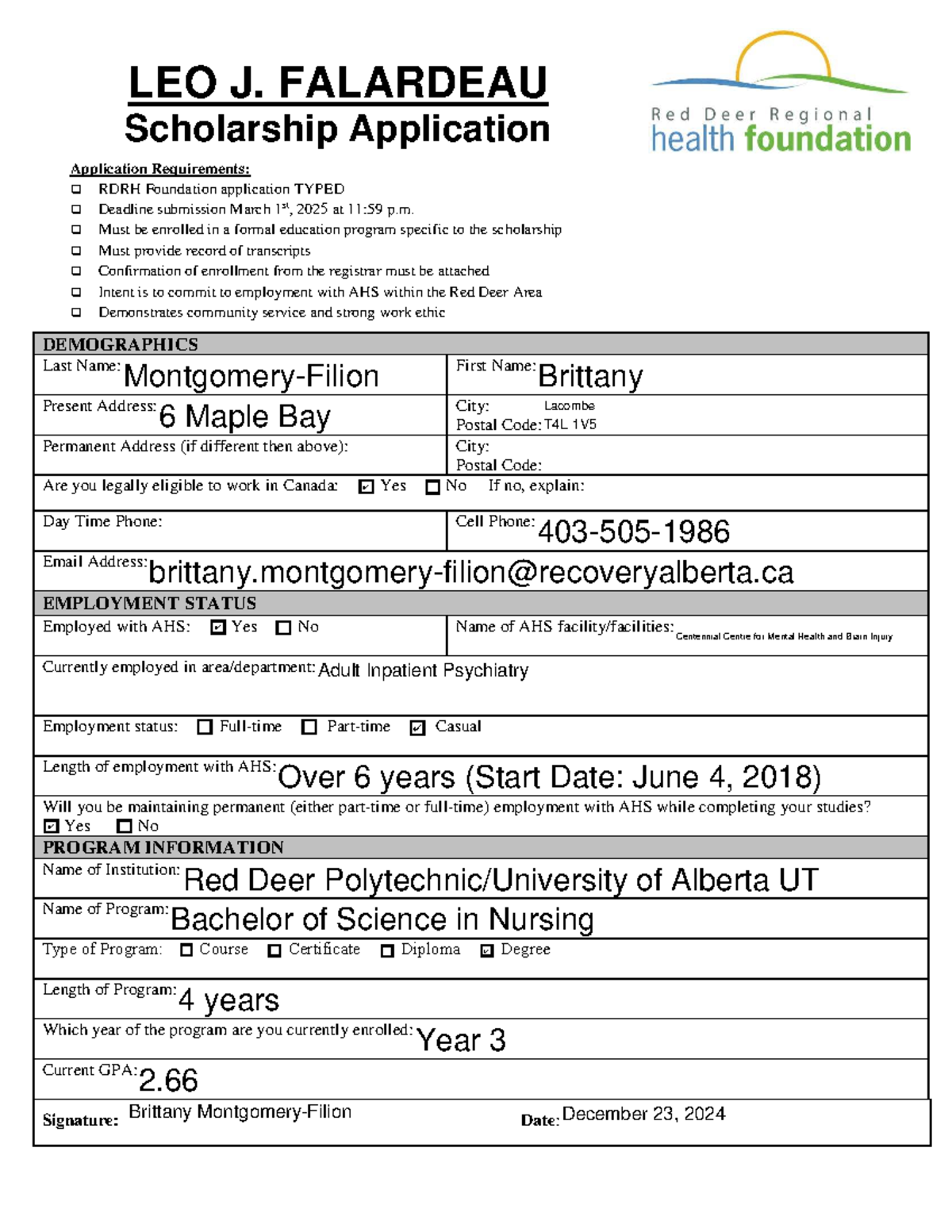 LEO J. FALARDEAU Scholarship Application Requirements & Details - Studocu