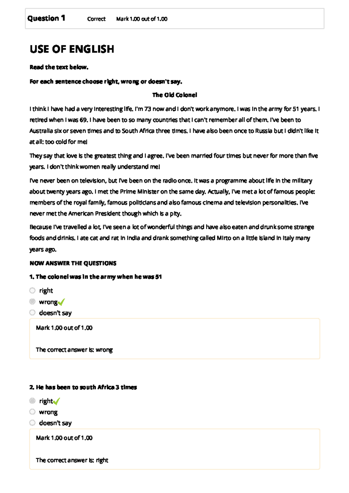 USE OF ENGLISH: Reading Comprehension & Grammar Exercises (ENG 101 ...