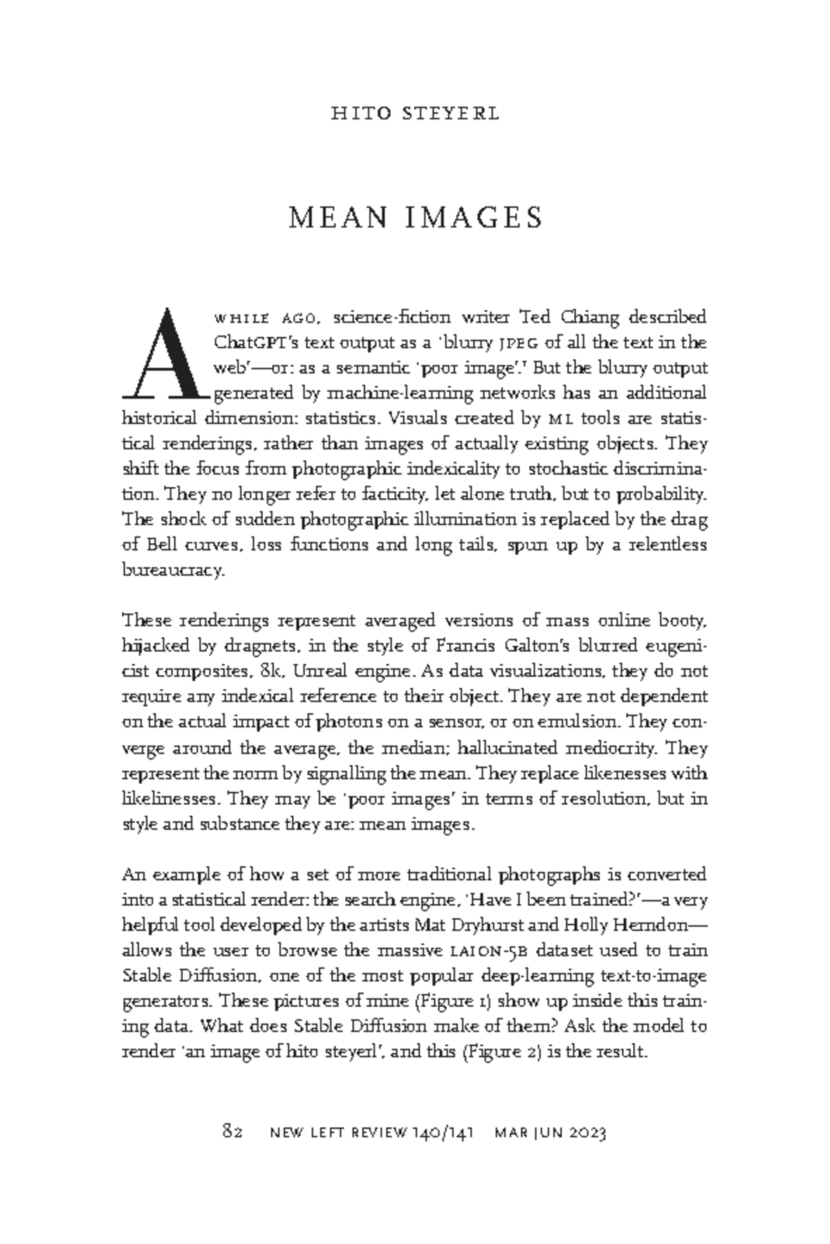 Hito Steyerl: Mean Images - AI, Statistics, and Visual Representation ...