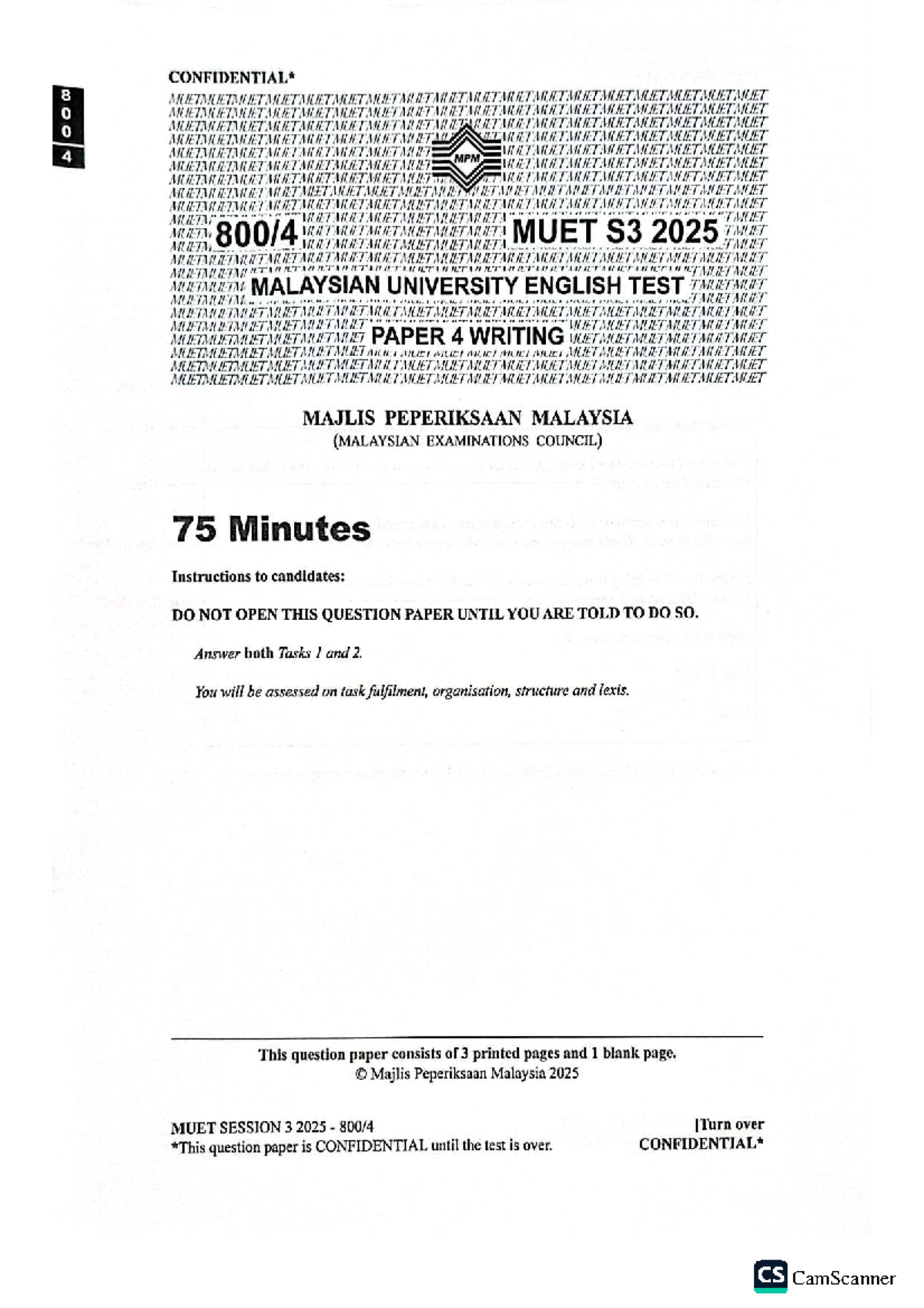 MUET Writing Paper 4 S3 2025: Job Interview Task Guidance - Studocu