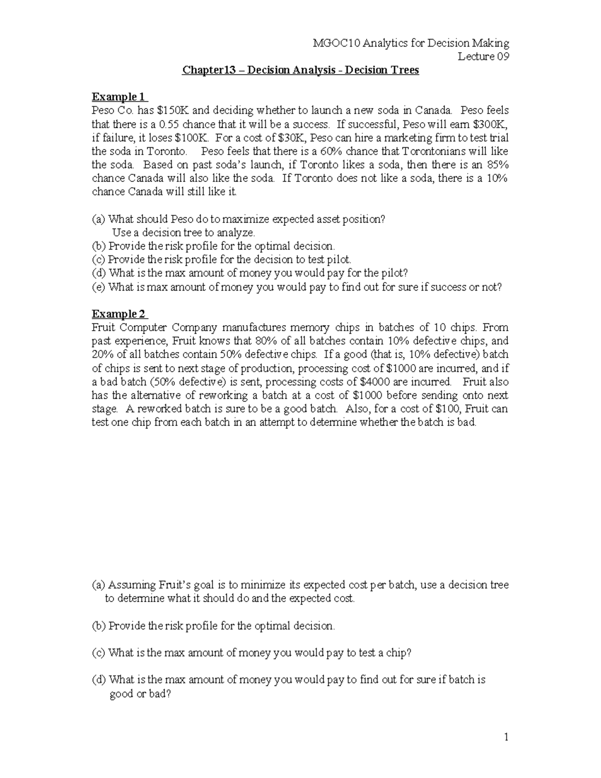 MGOC10 Analytics for Decision Making Lecture 09: Decision Trees ...