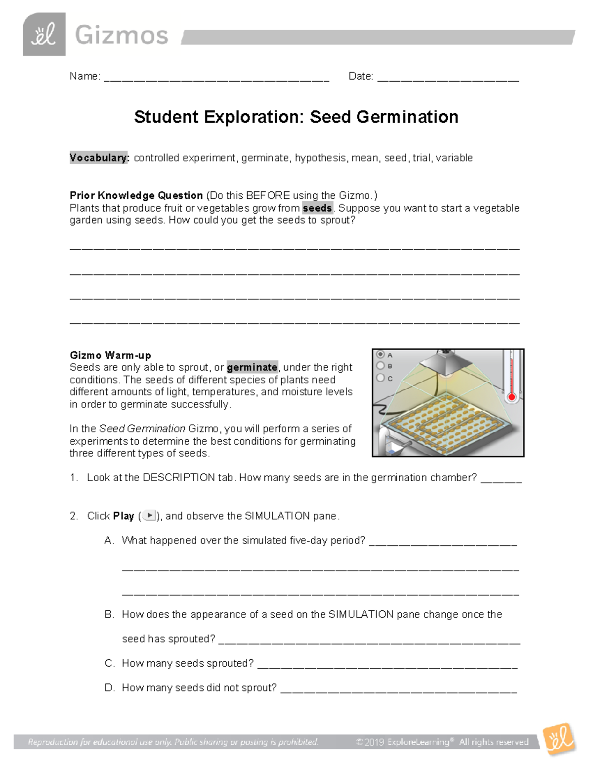 Annotated Seed Germination Exploration (SE) for Student Experimentation ...