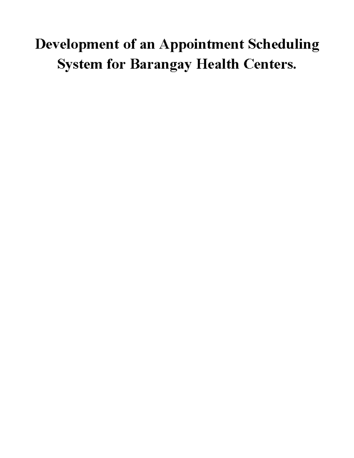 Development of a Barangay Health Center Appointment System - Studocu