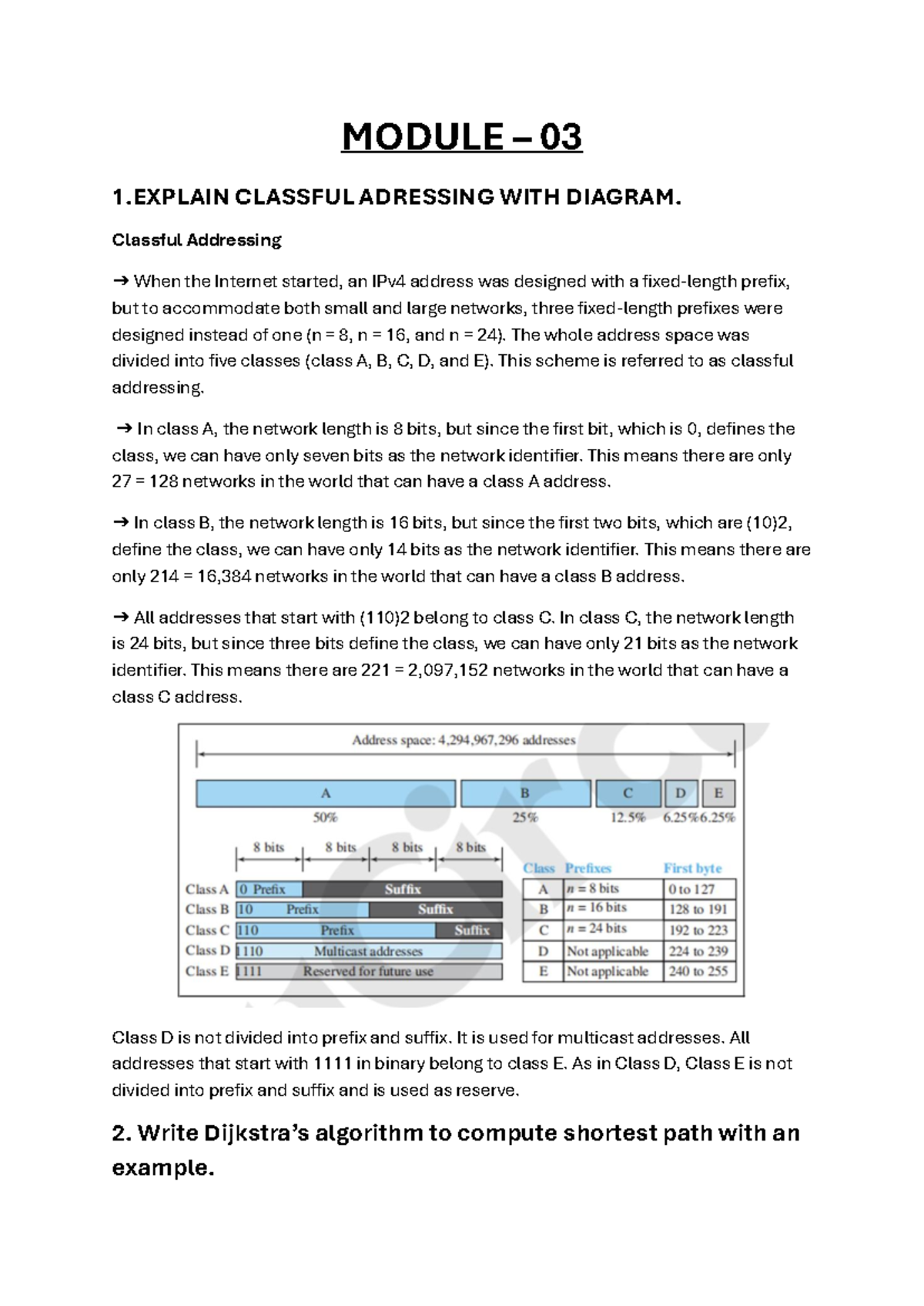 CN M3 - BCS502 Classful Addressing and Routing Concepts Explained - Studocu