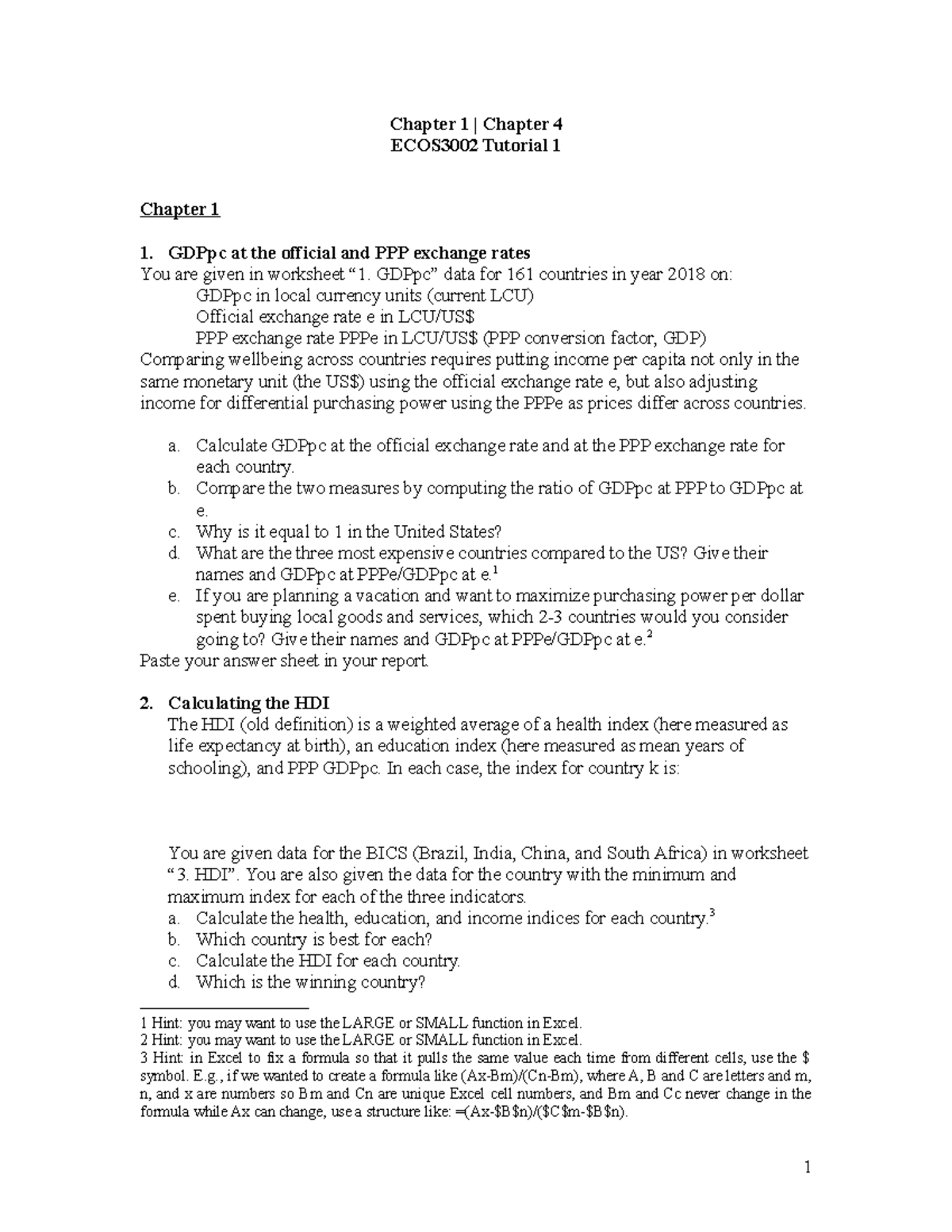 ECOS3002 Tutorial 1 - Chapter 1 | Chapter 4 ECOS3002 Tutorial 1 Chapter ...
