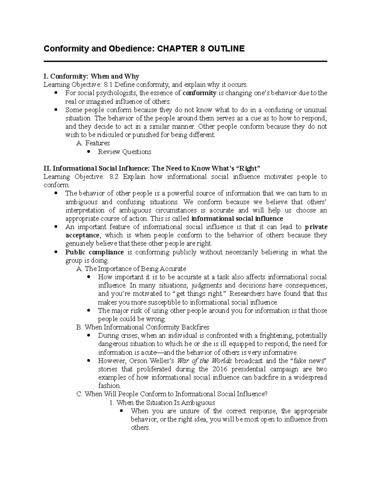 Chapter 8 -Conformity and Obedience - Conformity and Obedience: CHAPTER ...