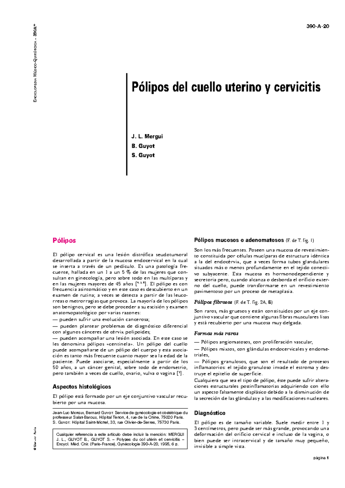 ENCICLOPEDIA 390A20 Pólipos Cervicales y Cervicitis: Diagnóstico y ...