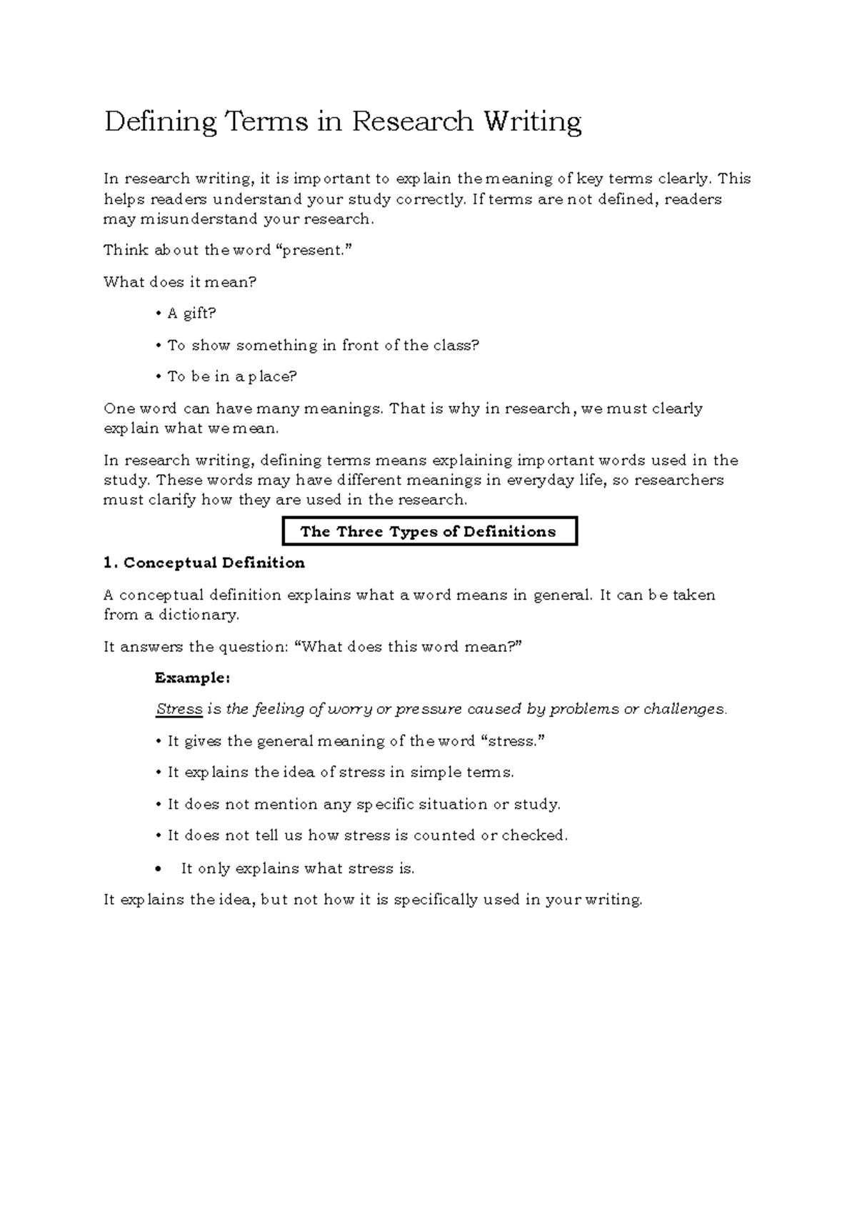 3 Types of Definitions in Research Writing - G7 Lesson - Studocu