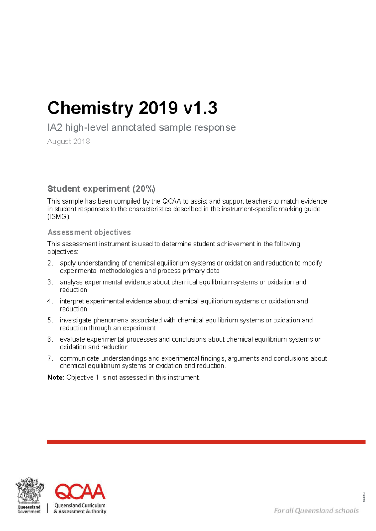 Chemistry 2019 IA2 Annotated Sample Response: Student Experiment ...
