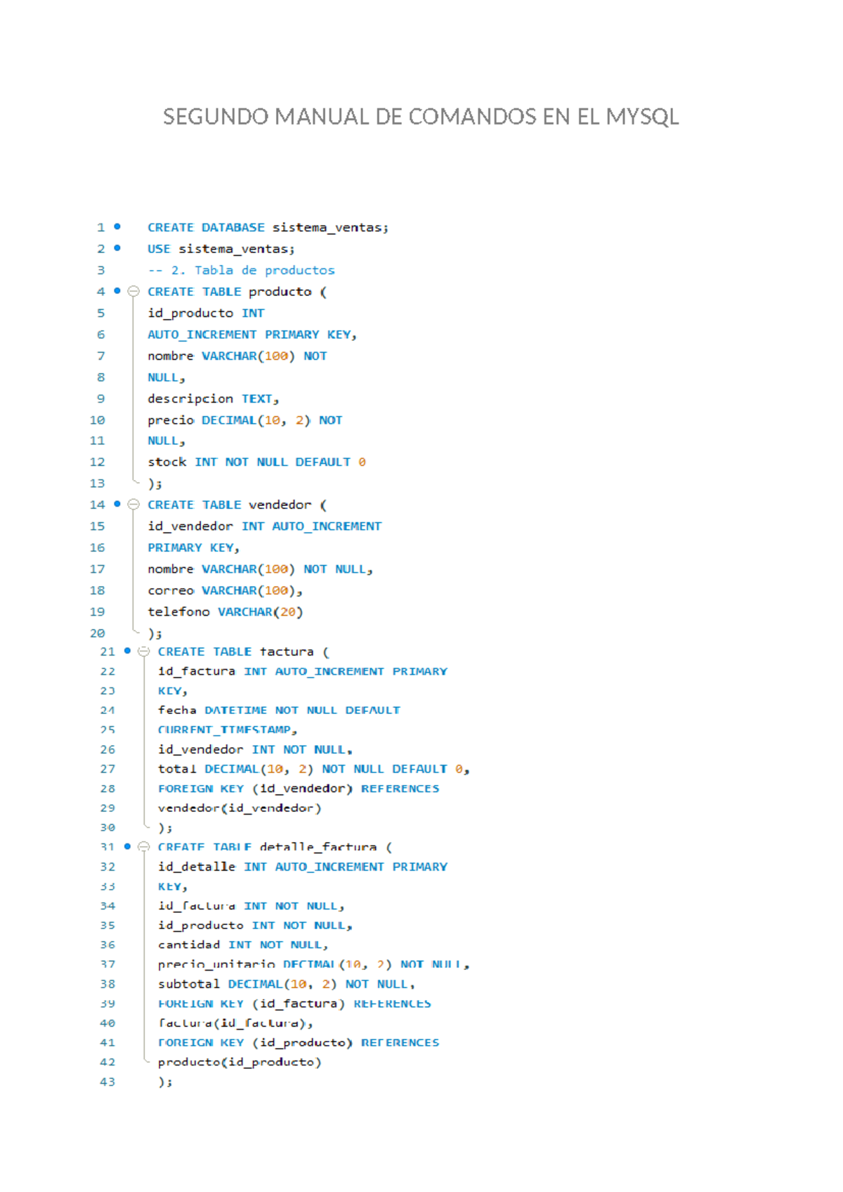 Segundo Manual de Comandos en MySQL: Conceptos Esenciales - Studocu