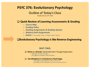 PSYC 376: Outline on Evolutionary Psychology & Darwinian Medicine ...