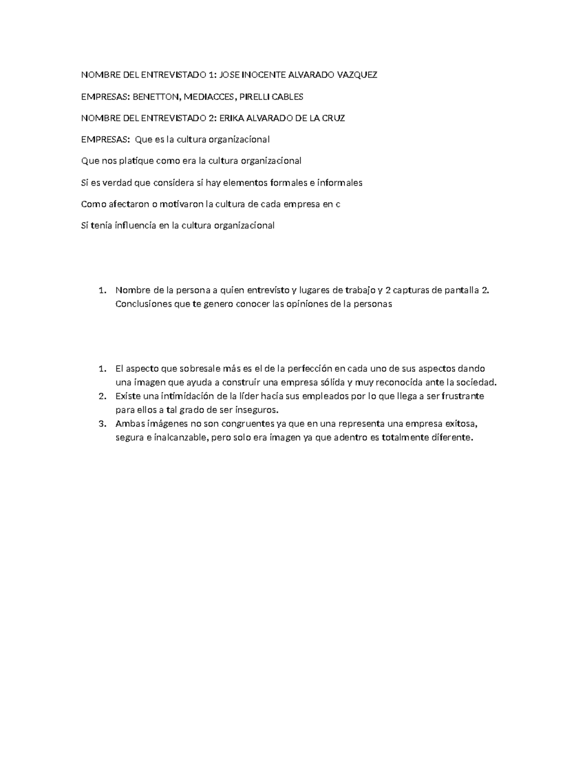 Nombre DEhL Entrevistado 1 - NOMBRE DEL ENTREVISTADO 1: JOSE INOCENTE ...