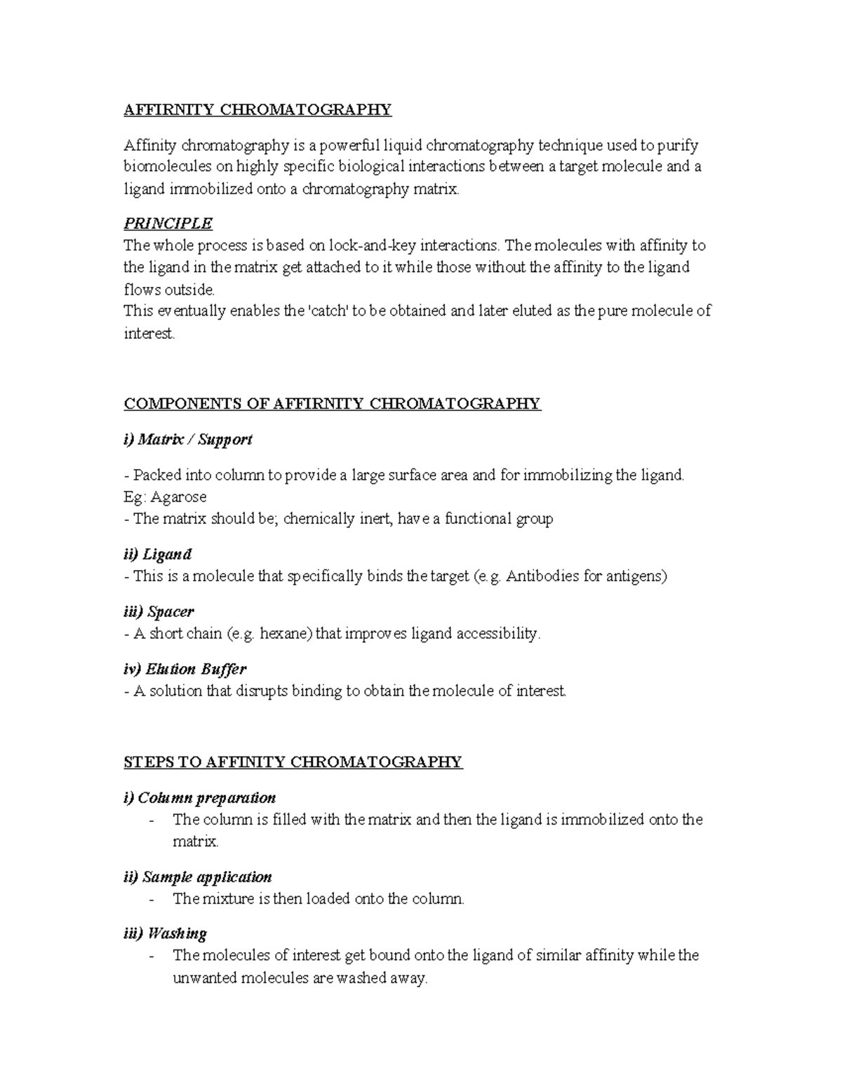 $RY2TOHU - Affinity Chromatography Overview and Techniques - Studocu