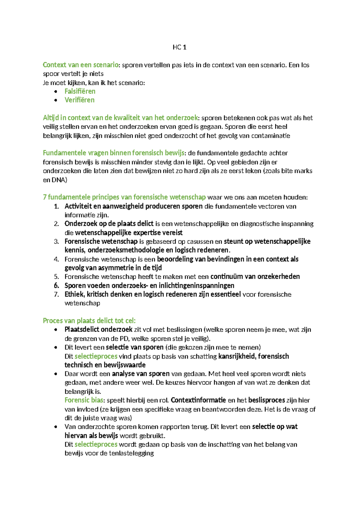 Kernsamenvatting HC Forensisch Bewijs: Principes en Denkfouten ...