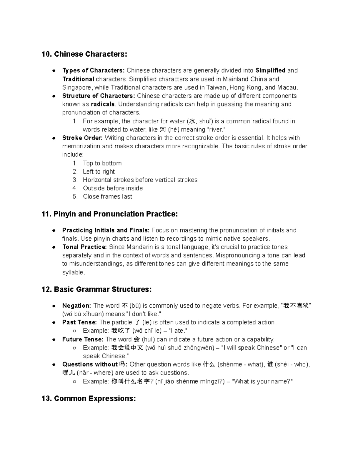 Chinese 101 Beginner Notes: Key Concepts & Practice Guide Pt. 2 - Studocu