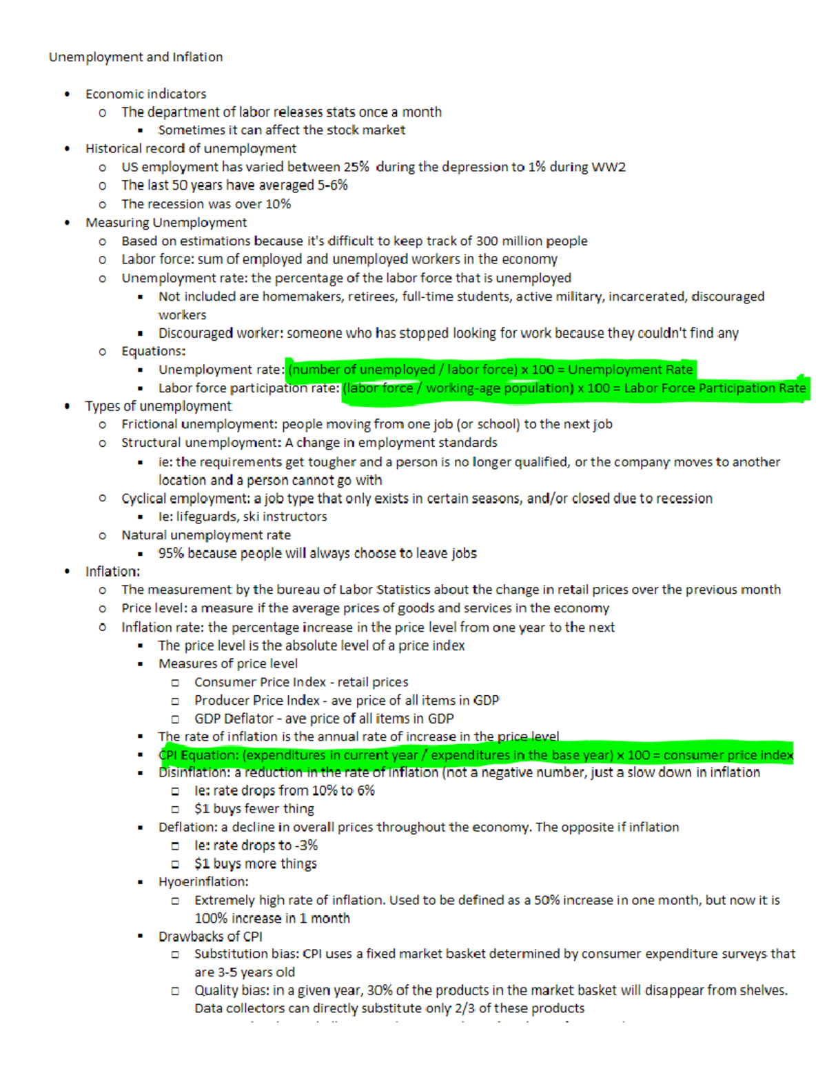 Chapter 9 (Unemployment and Inflation) - Lecture notes 2 - Unemployment ...