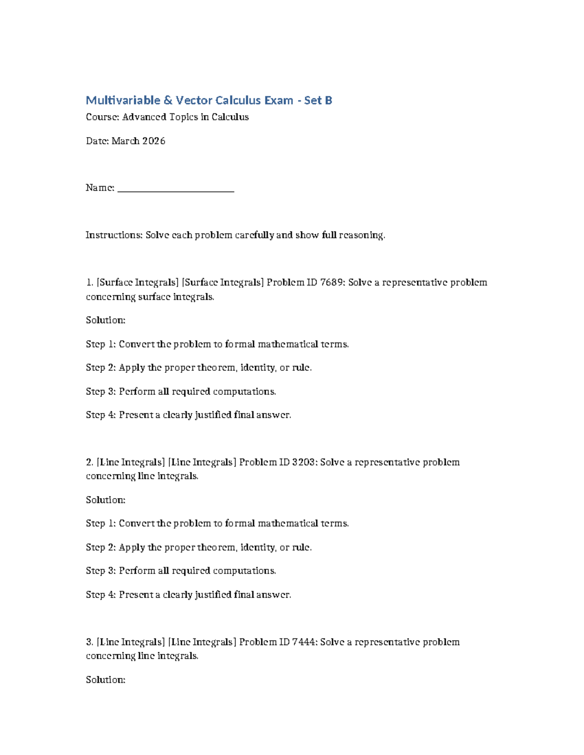Math 5906 Multivariable Vector Calculus Exam Set B Solutions - Studocu