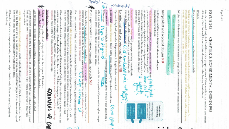 PSYCH 243 CHAPTER 5: EXPERIMENTAL DESIGN NOTES - Studocu