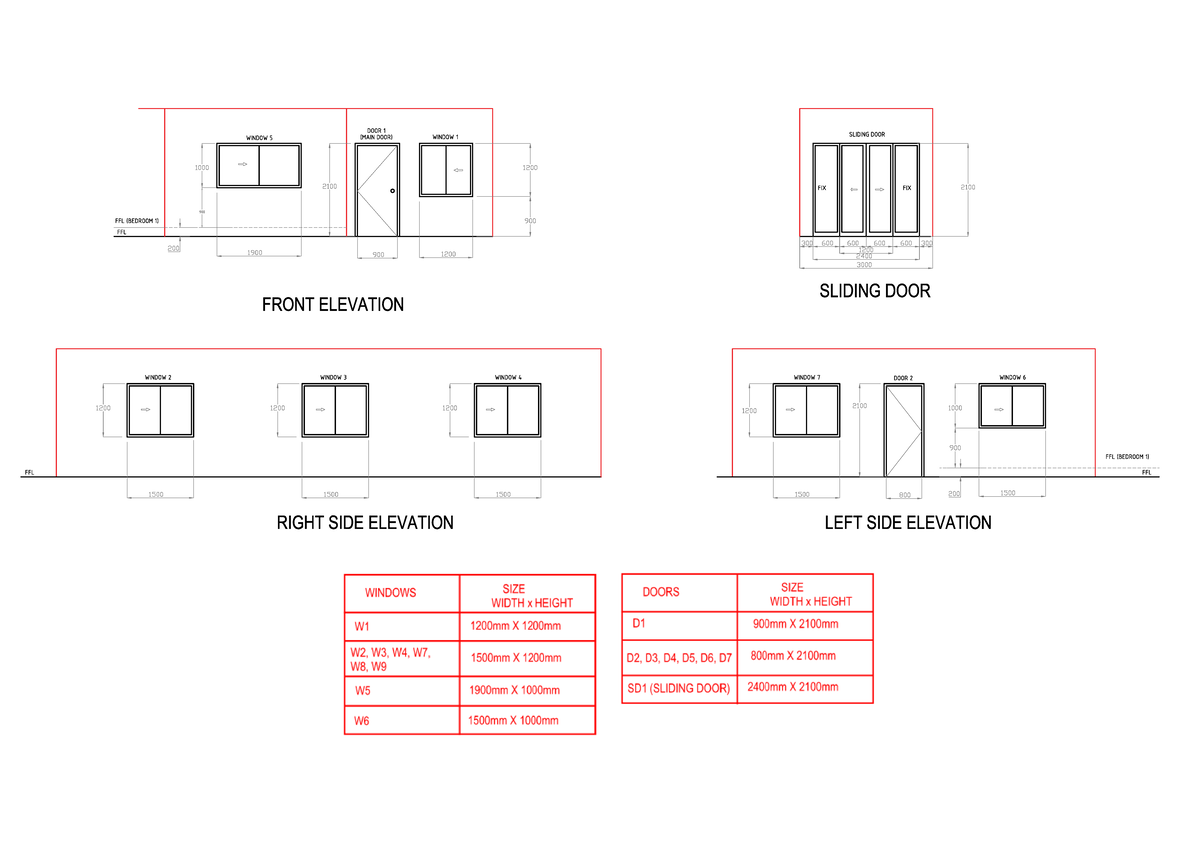 Windows and Doors Schedule for Project - Specifications and Sizes - Studocu