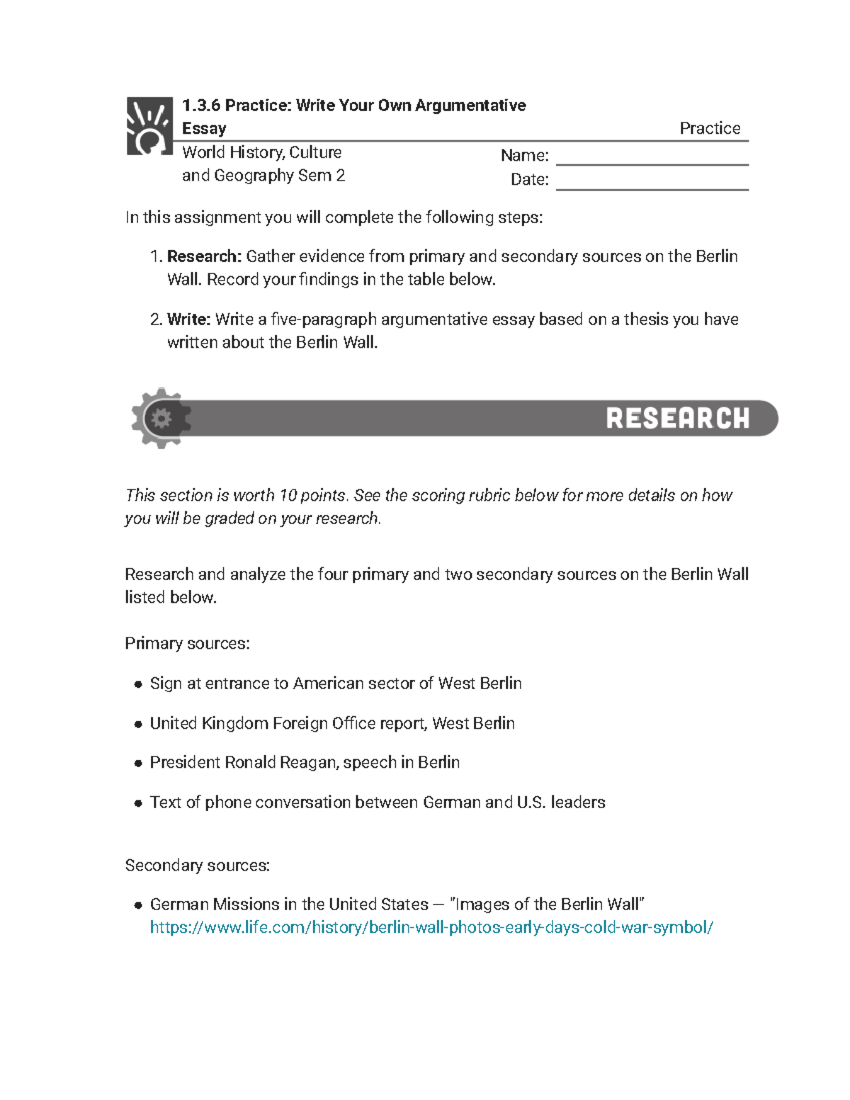 1.3.6 Practice - Write Your Own Argumentative Essay (Practice) - 1.3 ...
