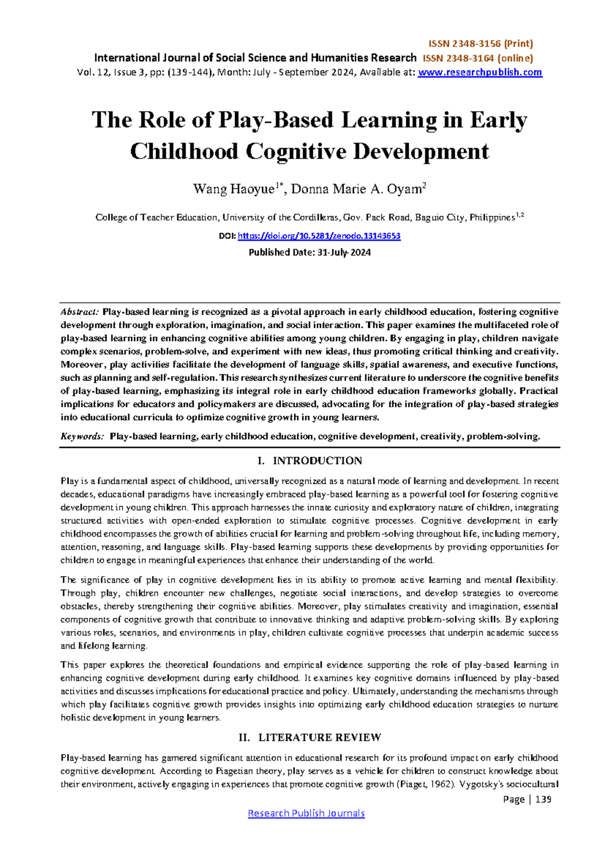 The Role of Learning in Early Childhood Cognitive Development: Insights ...