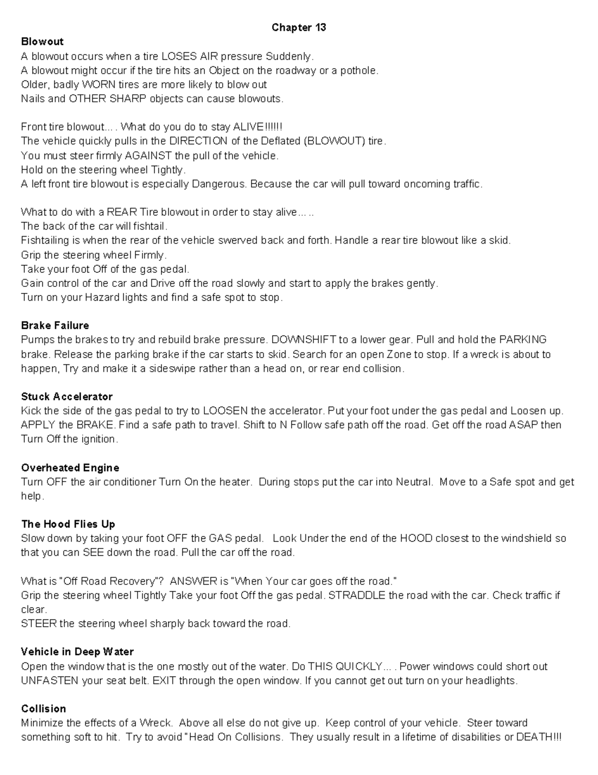 Drivers Ed Packet #3: Safety, Responsibility, and Vehicle Maintenance ...