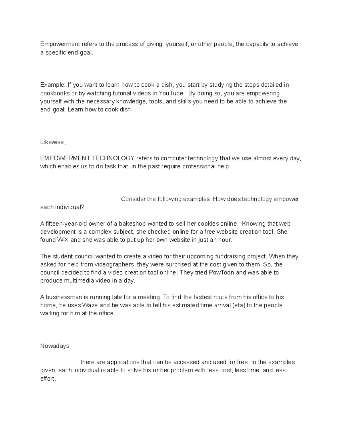 Empowerment Technology- A Definition - Empowerment refers to the ...