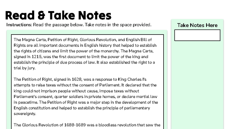 ENG 101: Notes on Magna Carta, Petition of Right, and English Bill of ...
