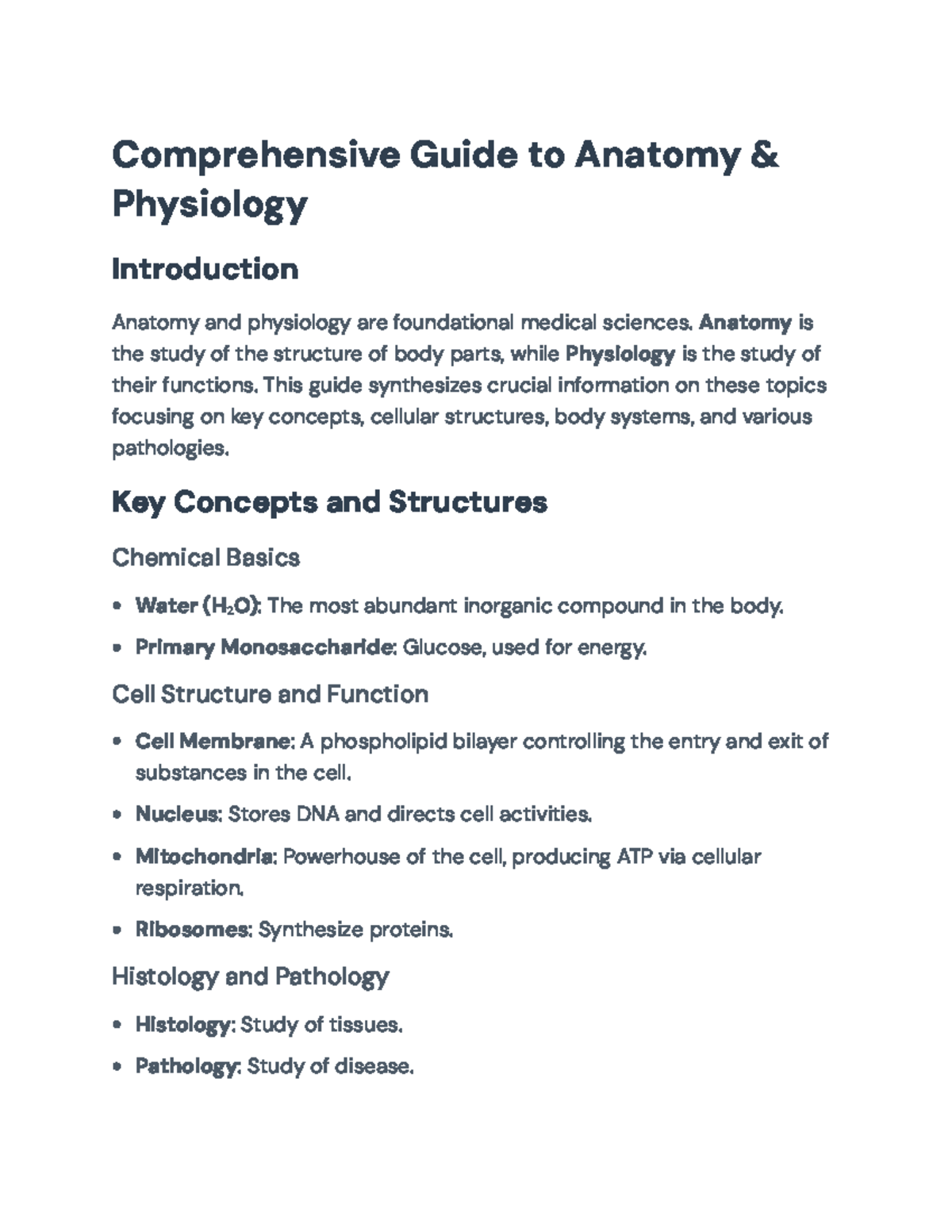Comprehensive Guide to Anatomy & Physiology Concepts and Structures ...