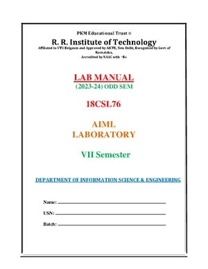LAB Manual full- 18CSL76 AIML LAB - BANGALORE COLLEGE OF ENGINEERING AND TECHNOLOGY CHANDAPURA ...