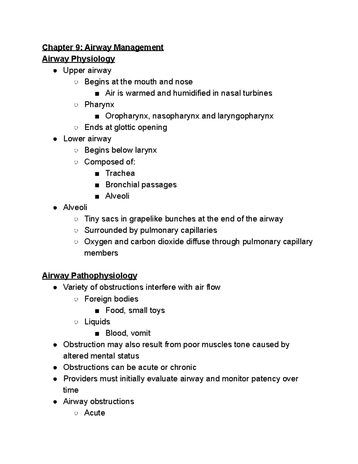Chapter 9 Airway Managment - Chapter 9: Airway Management Airway ...