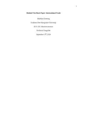 ECO 202 Module Two Short Paper - Module Two Short Paper: International ...