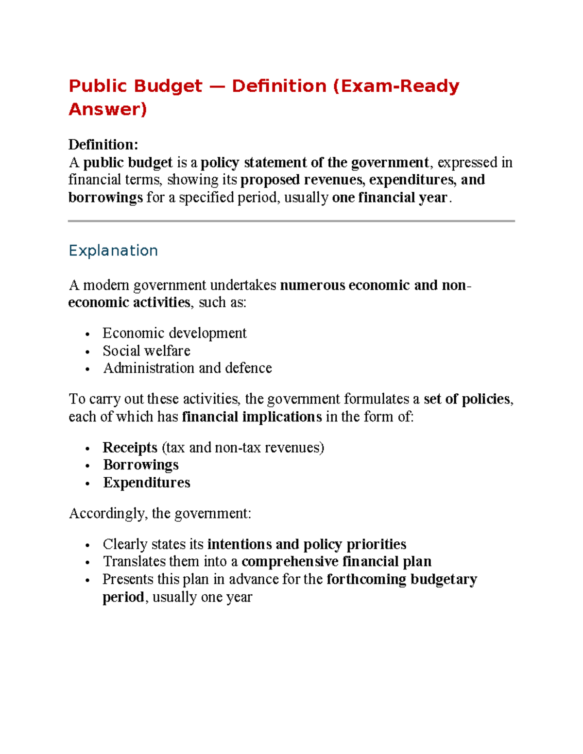 Fiscal Budget Overview: Key Concepts and Challenges - Studocu