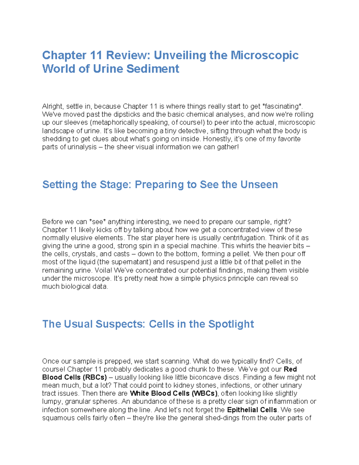 Clinical Microscopy Ch 11 Review: Exploring Urine Sediment Analysis ...
