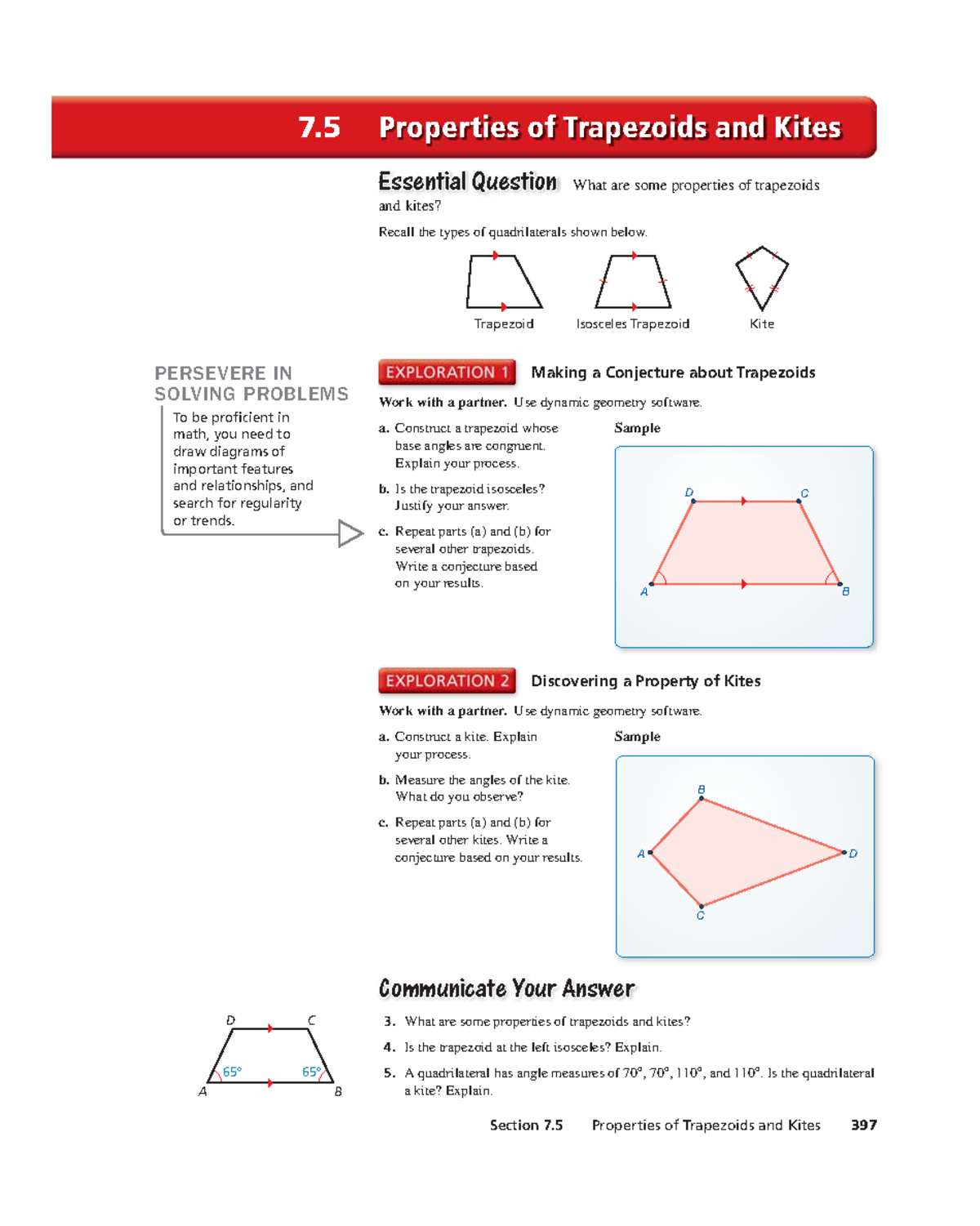 Properties Of Trapezium And Kite