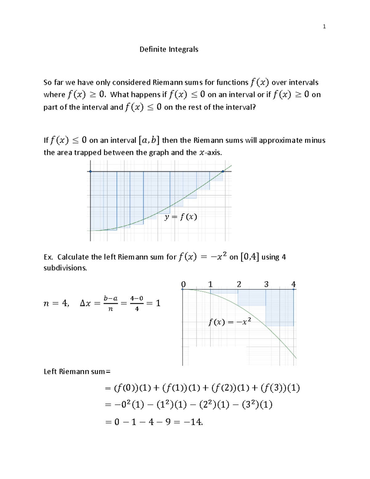 26 - Indefinite integrals practice - Definite Integrals So far we have ...