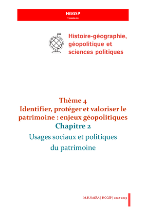 Hggsp Theme 6 Fiche DE Revision - HGGSP Terminale M.H | HGGSP | 2022 - 2023 Thème 6 L’enjeu de ...