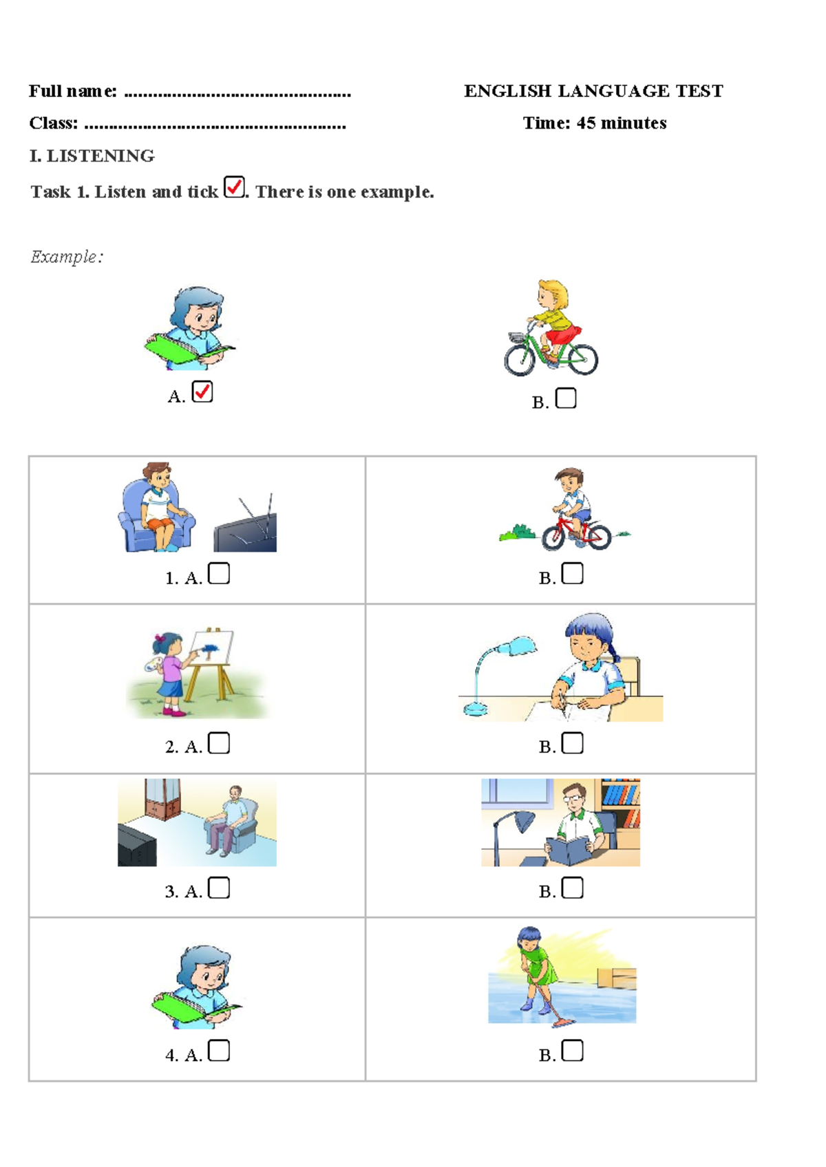 ENGLISH LANGUAGE TEST: Listening, Reading & Writing Tasks - Studocu
