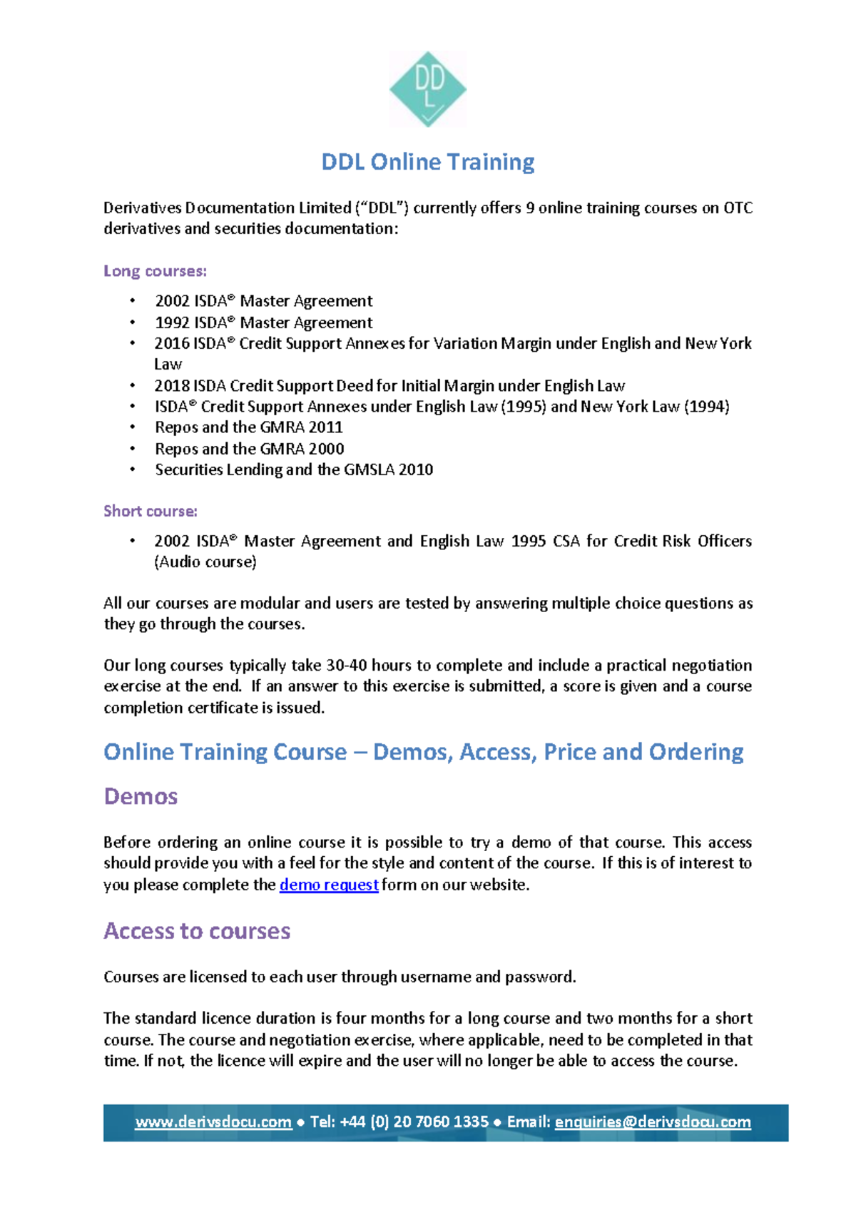 DDL Online Training Courses on OTC Derivatives and Securities - Studocu