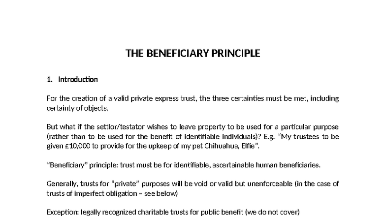VII. The Beneficiary Principle: Key Concepts and Case Law Analysis ...