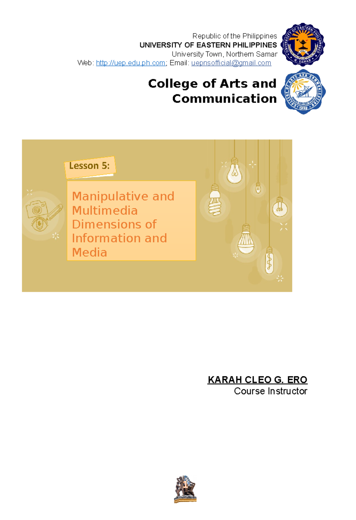 SHS MEDIA AND INFORMATION LITERACY MODULE 5: Multimedia & Manipulatives ...