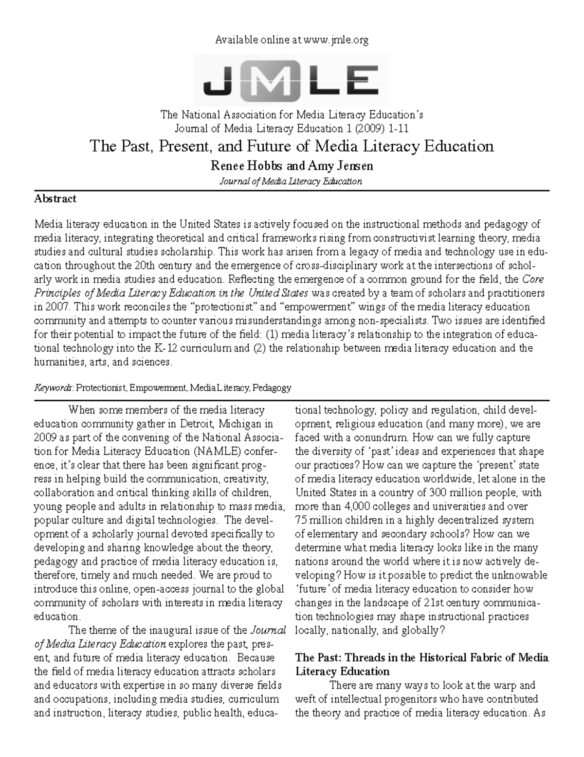 EJ1095145 - The Evolution of Media Literacy Education: Past to Future ...