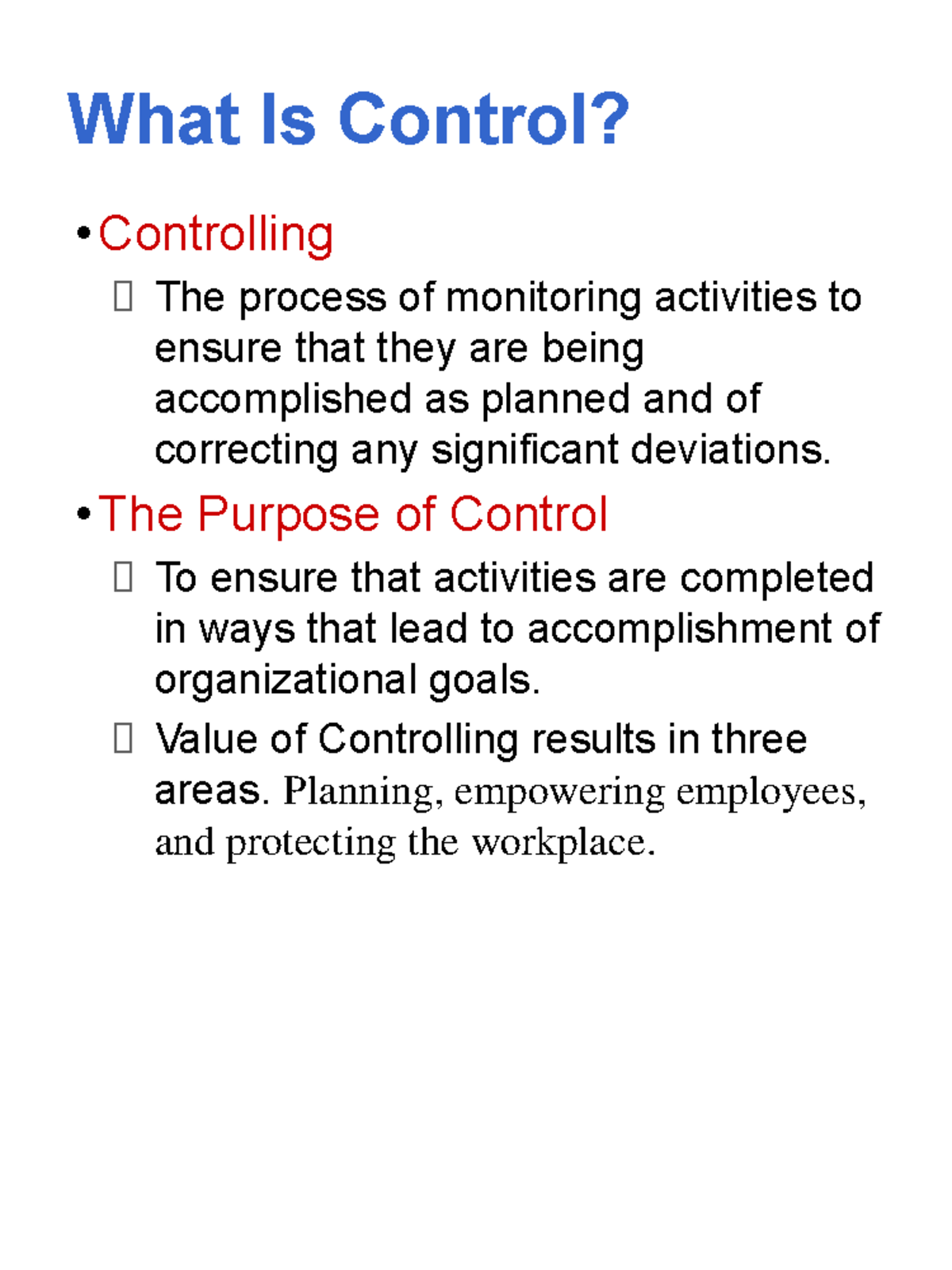 Lecture 11: Understanding Control Processes and Organizational ...