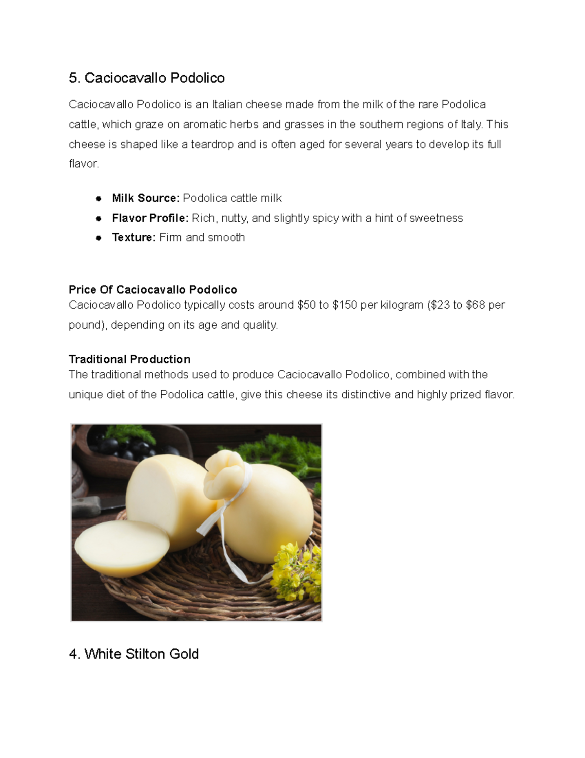 Most expensive cheeses - 5. Caciocavallo Podolico Caciocavallo Podolico ...