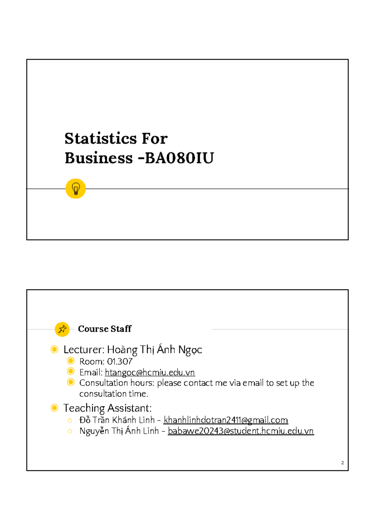 BA080IU: Week 1 Slides - Course Introduction to Statistics for Business ...