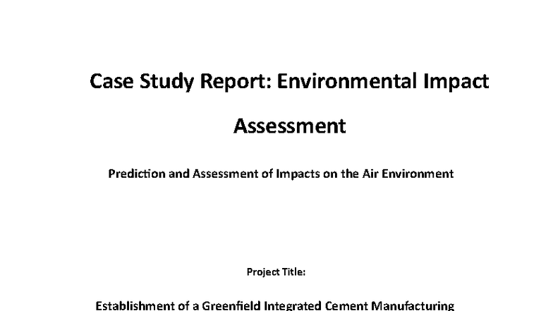 EIA Case Study: Air Impact Assessment for Greenfield Cement Plant - Studocu
