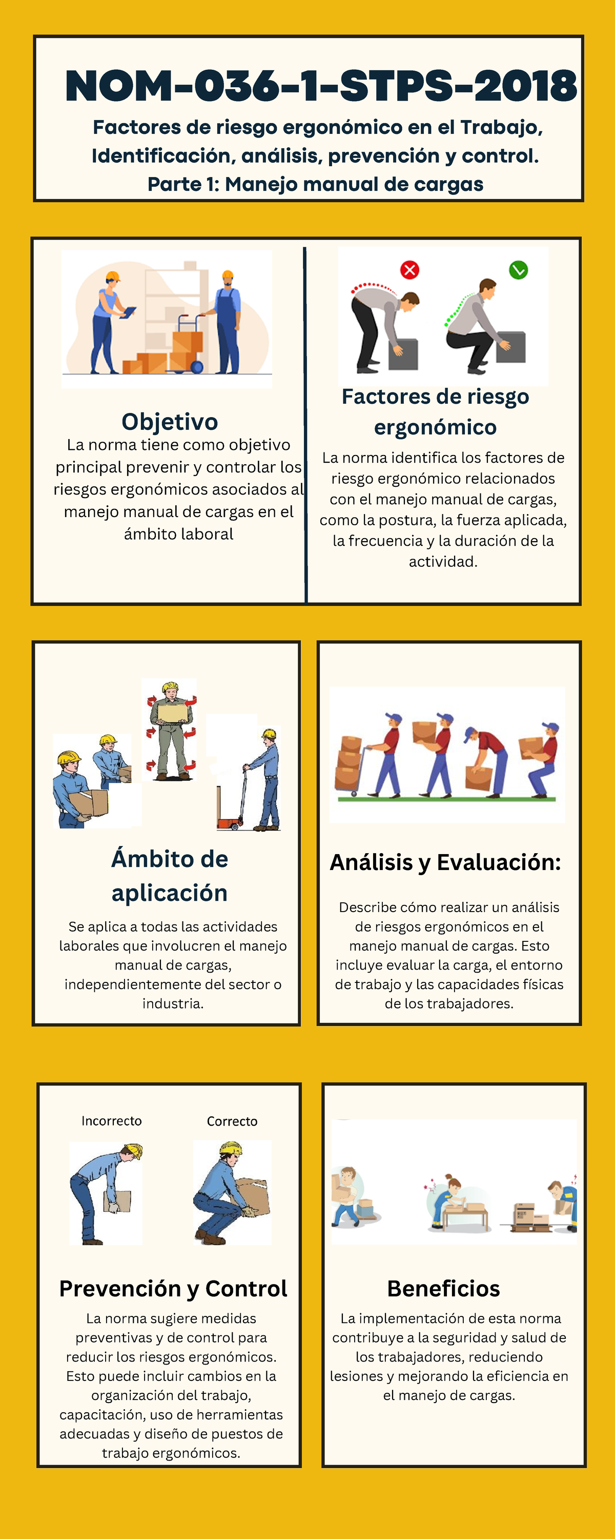 Infografía NOM-036-STPS-2018: Prevención de Riesgos Ergonómicos - Studocu