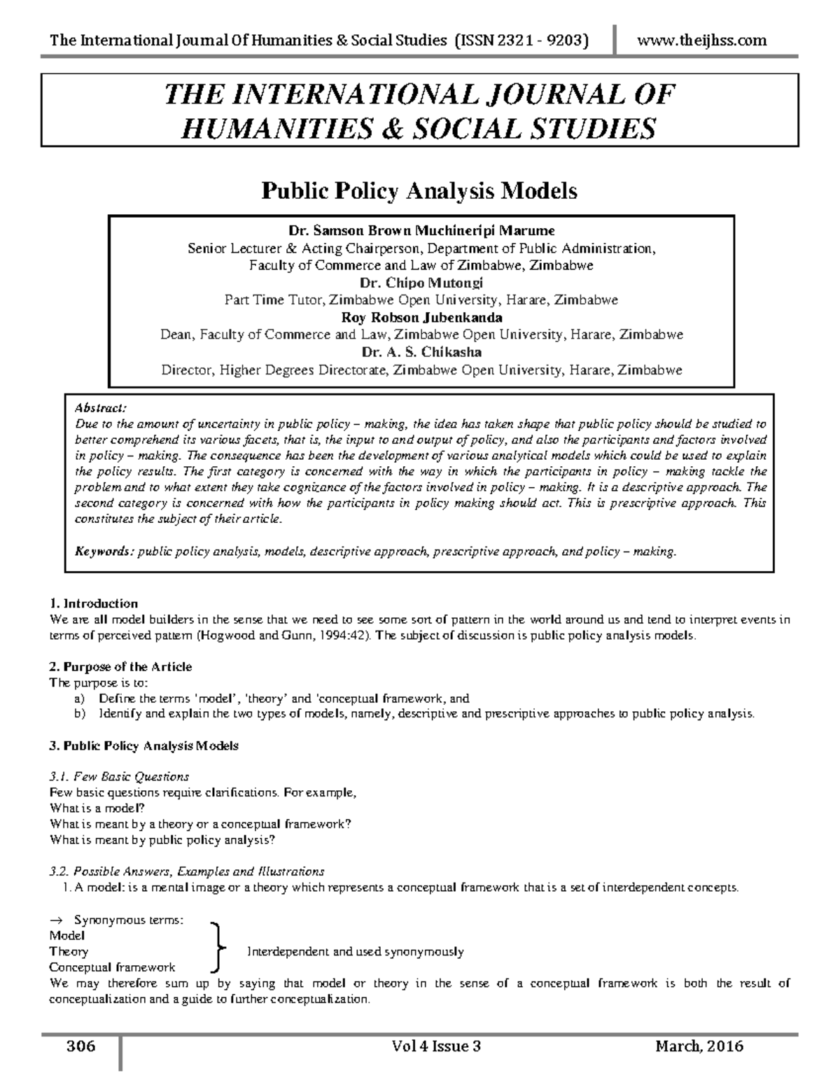 Public Policy Analysis Models: Descriptive & Prescriptive Approaches ...