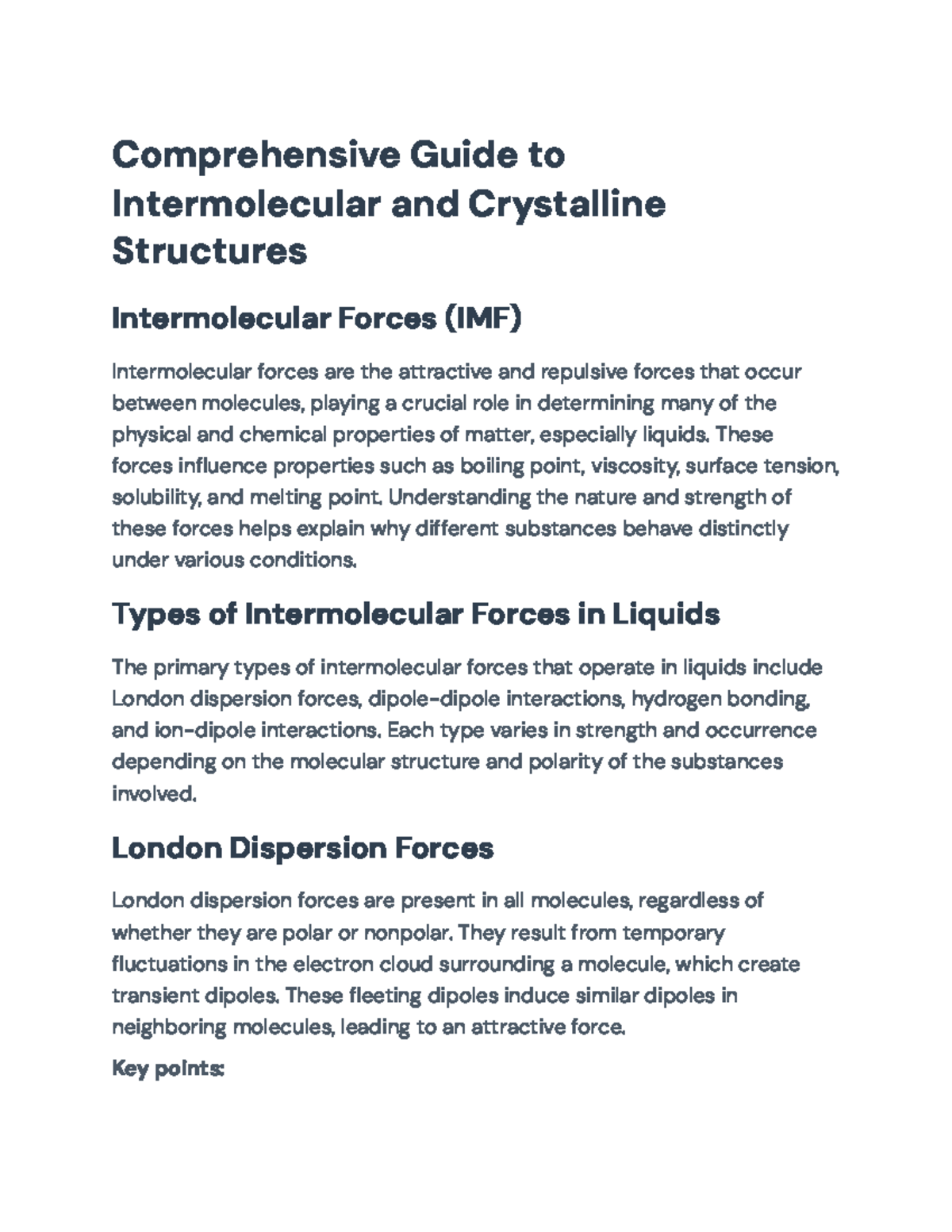 Comprehensive Guide to Intermolecular Forces & Crystal Structures (IMF ...