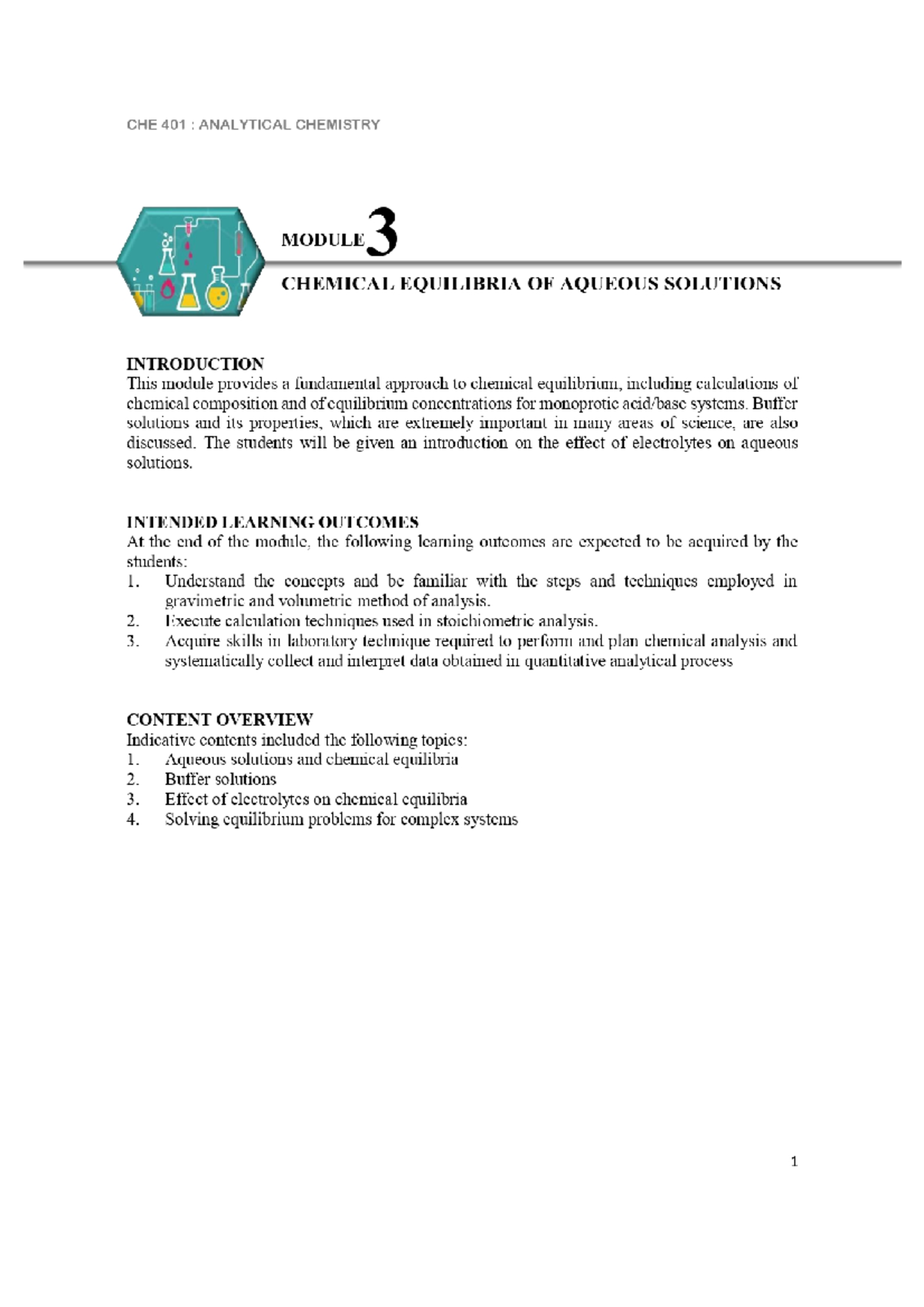 Module 3: Understanding Chemical Equilibria in Aqueous Solutions - Studocu